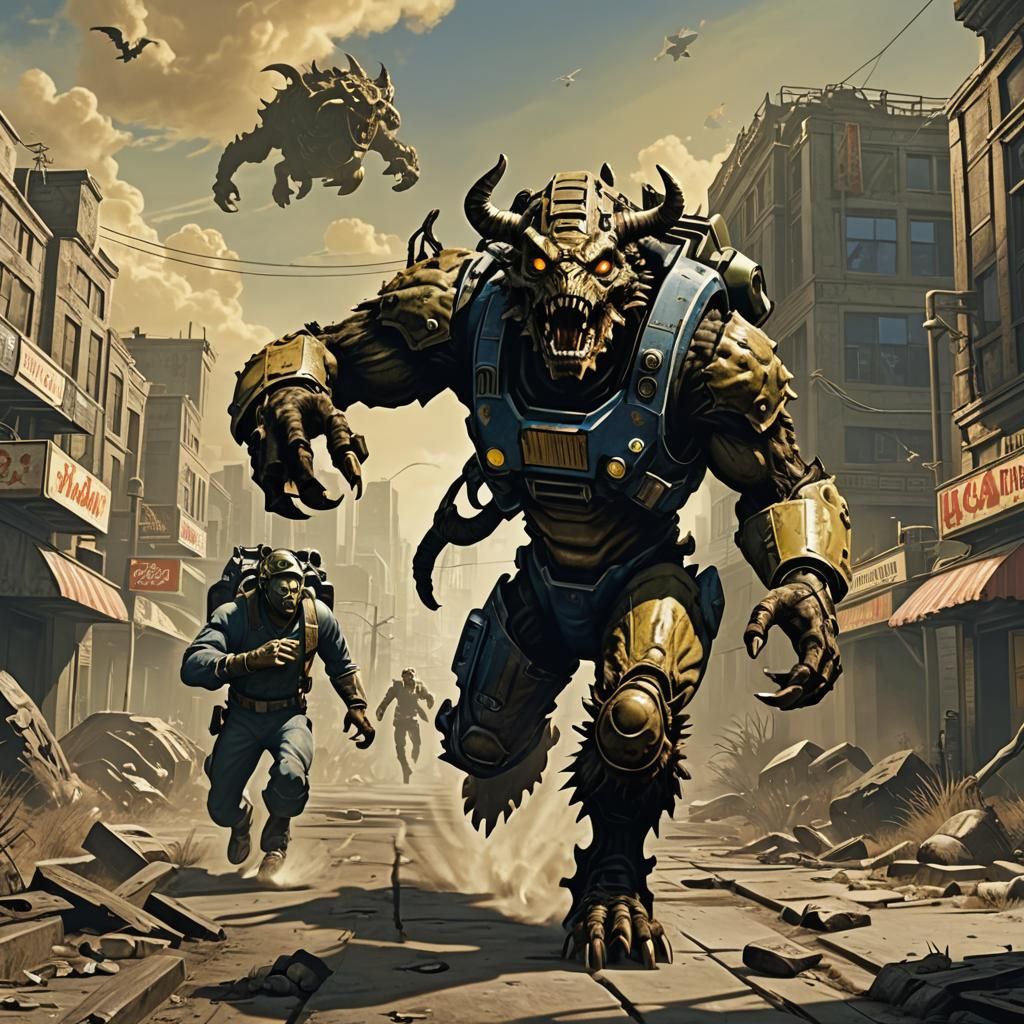 Deathclaw chase - AI Generated Artwork - NightCafe Creator