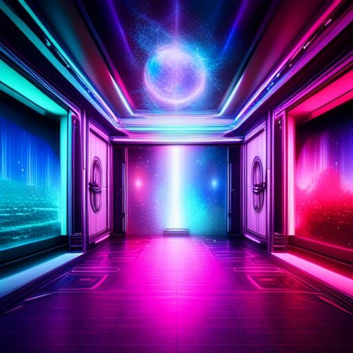 Magic synthwave galaxy room 3 - AI Generated Artwork - NightCafe Creator