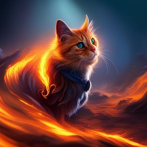 Cat on fire - AI Generated Artwork - NightCafe Creator