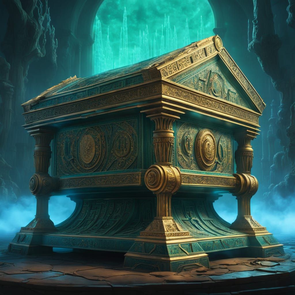 Ark of the Covenant - Ancient Ark of the Covenant in a Dimly...