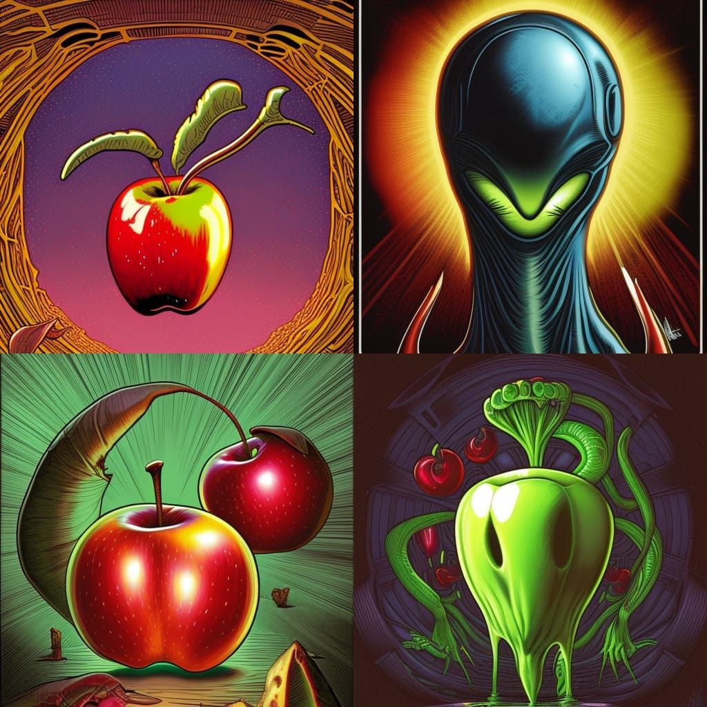 Alien Apple - AI Generated Artwork - NightCafe Creator