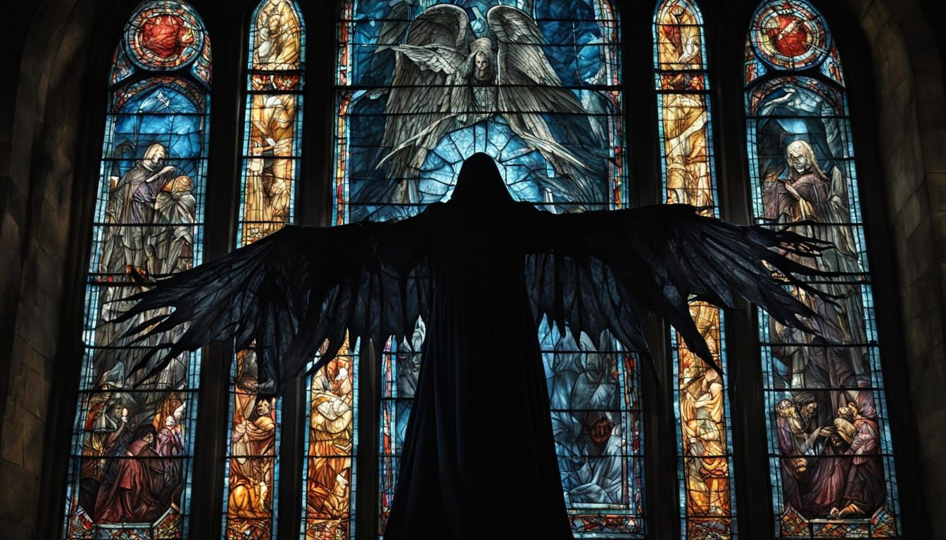 Gothic Saint in Dark Stained Glass - AI Art