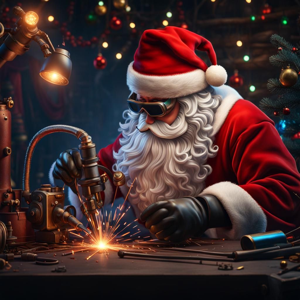 Santa Clause welding toys - AI Generated Artwork - NightCafe Creator