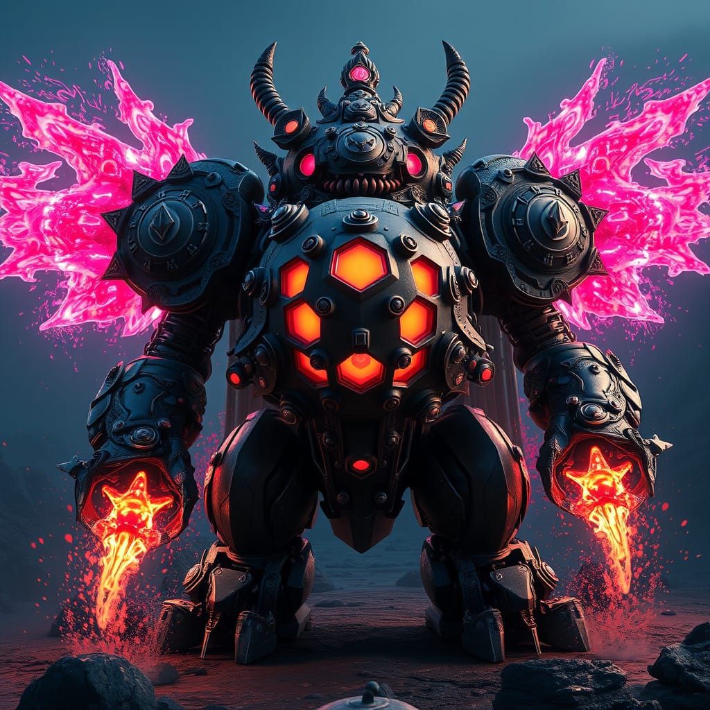 Hyper-realistic mecha Pyukumuku - Realistic Fantasy Mecha Py...