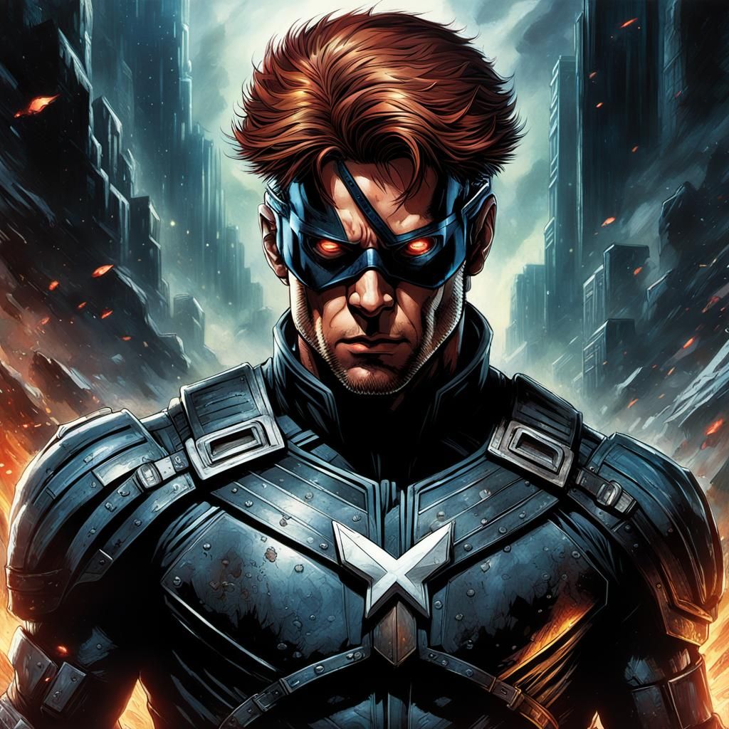 X-Men leader Cyclops Scott Summers Luis Royo style Epic cinematic ...