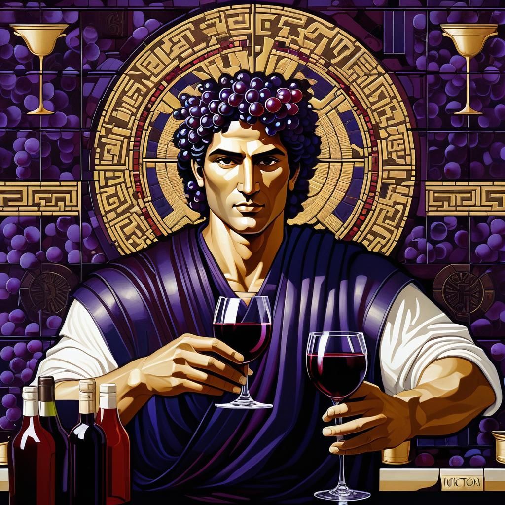 Perfect tile mosaic, (2/3 angle hyperdetailed portrait Greek God ...