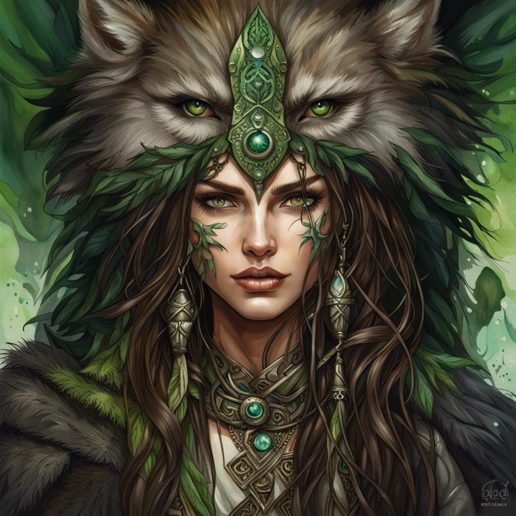Wolf Druid, female - AI Generated Artwork - NightCafe Creator