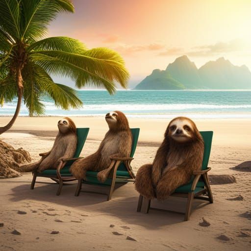 Sunbathing Sloths - AI Generated Artwork - NightCafe Creator