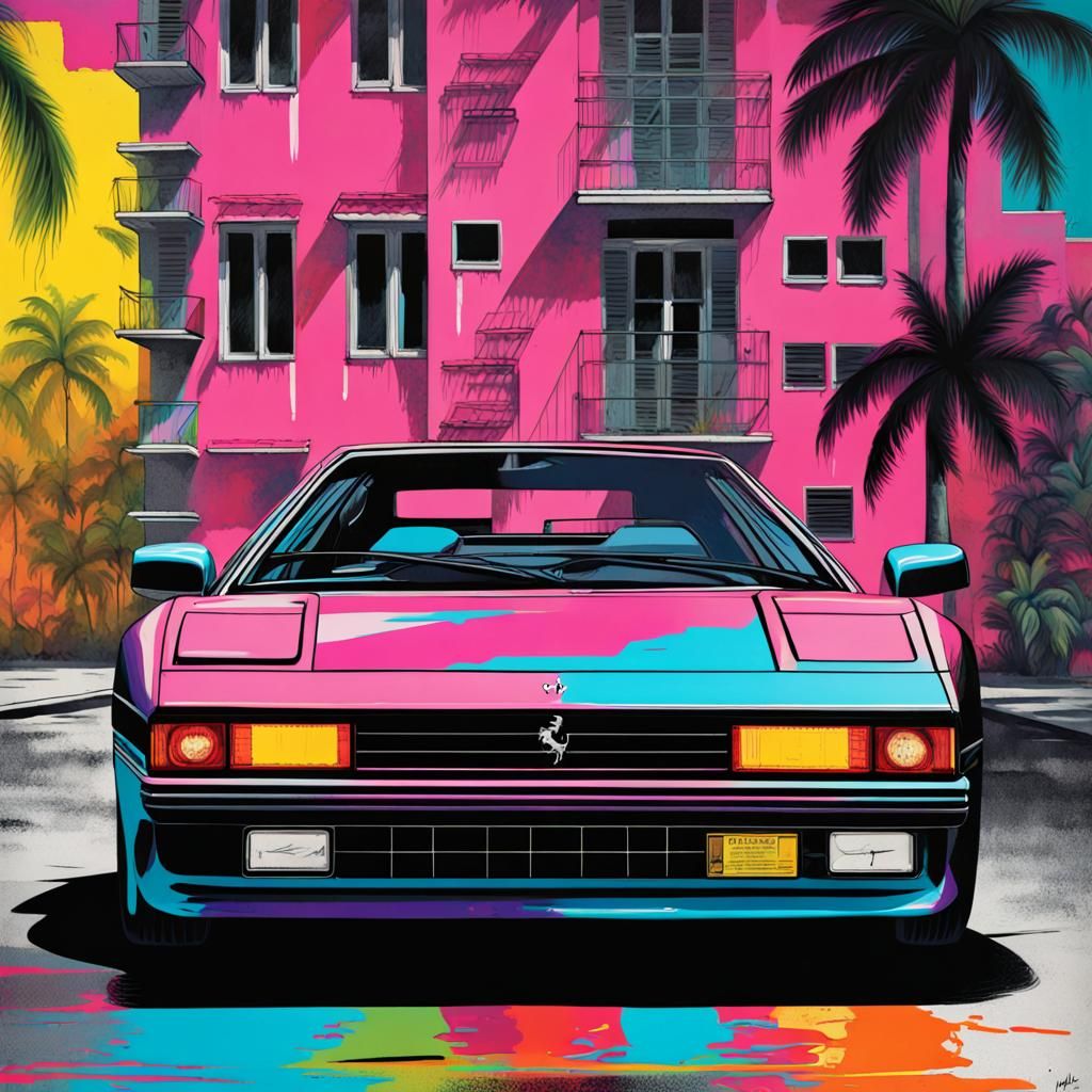 Miami Testarosa 1984 - AI Generated Artwork - NightCafe Creator