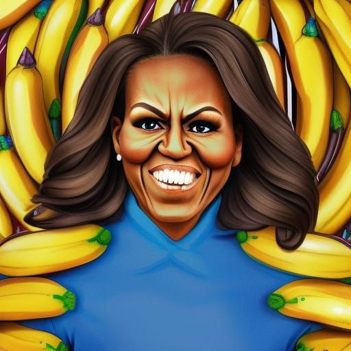 "Michelle Obama" as a banana Candy art style! Whimsical playful ...