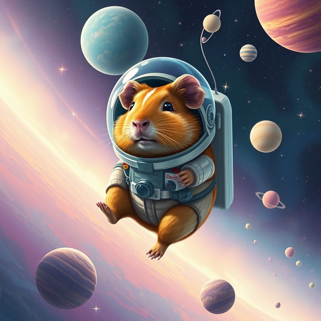 guinea pig in space - Surreal Guinea Pig Explores Cosmic Dre...