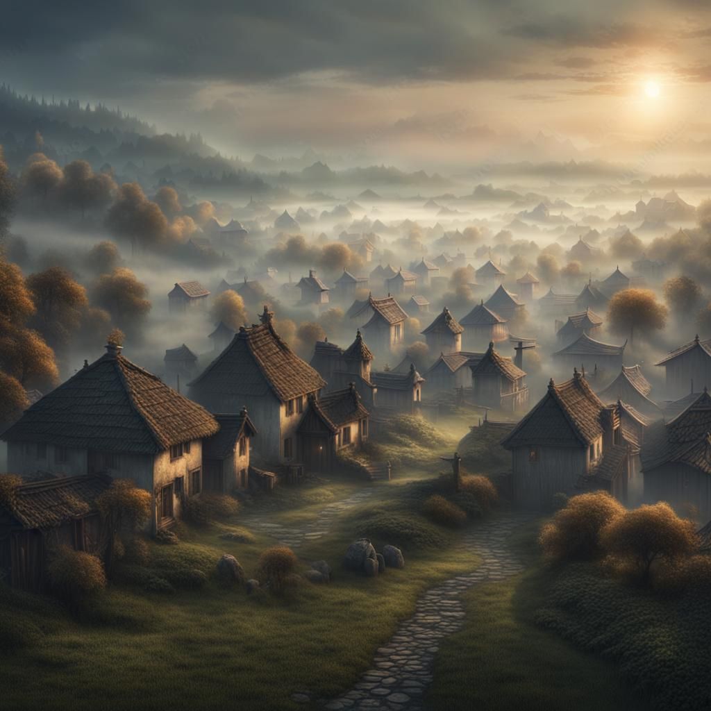Morning in an old village - AI Generated Artwork - NightCafe Creator