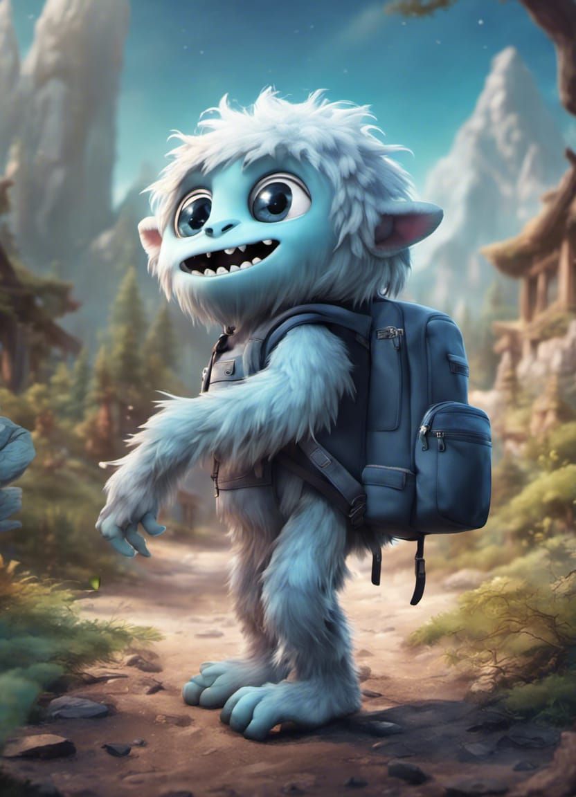 Little Yeti on his way to school - AI Generated Artwork - NightCafe Creator