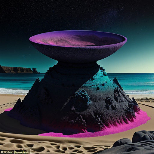 Ethereal Aliens Build Cosmic Beach Castle - AI Art