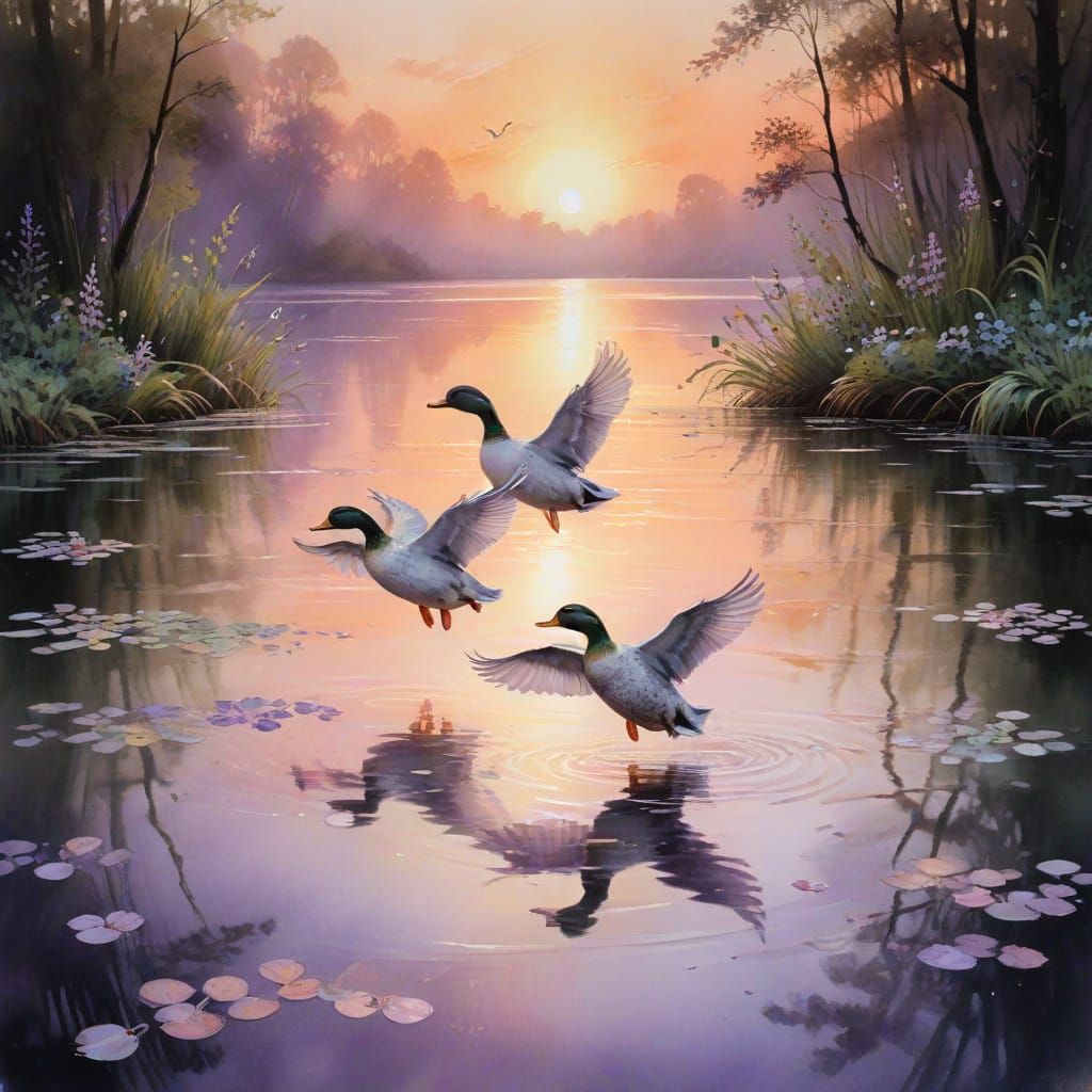 Beauty of Nature - Ducks coming in for a landing on the water