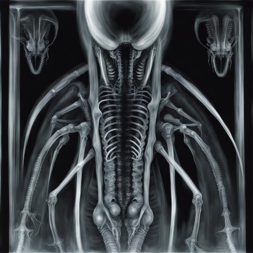 X ray of a xenomorph H.R. Giger horror - AI Generated Artwork ...