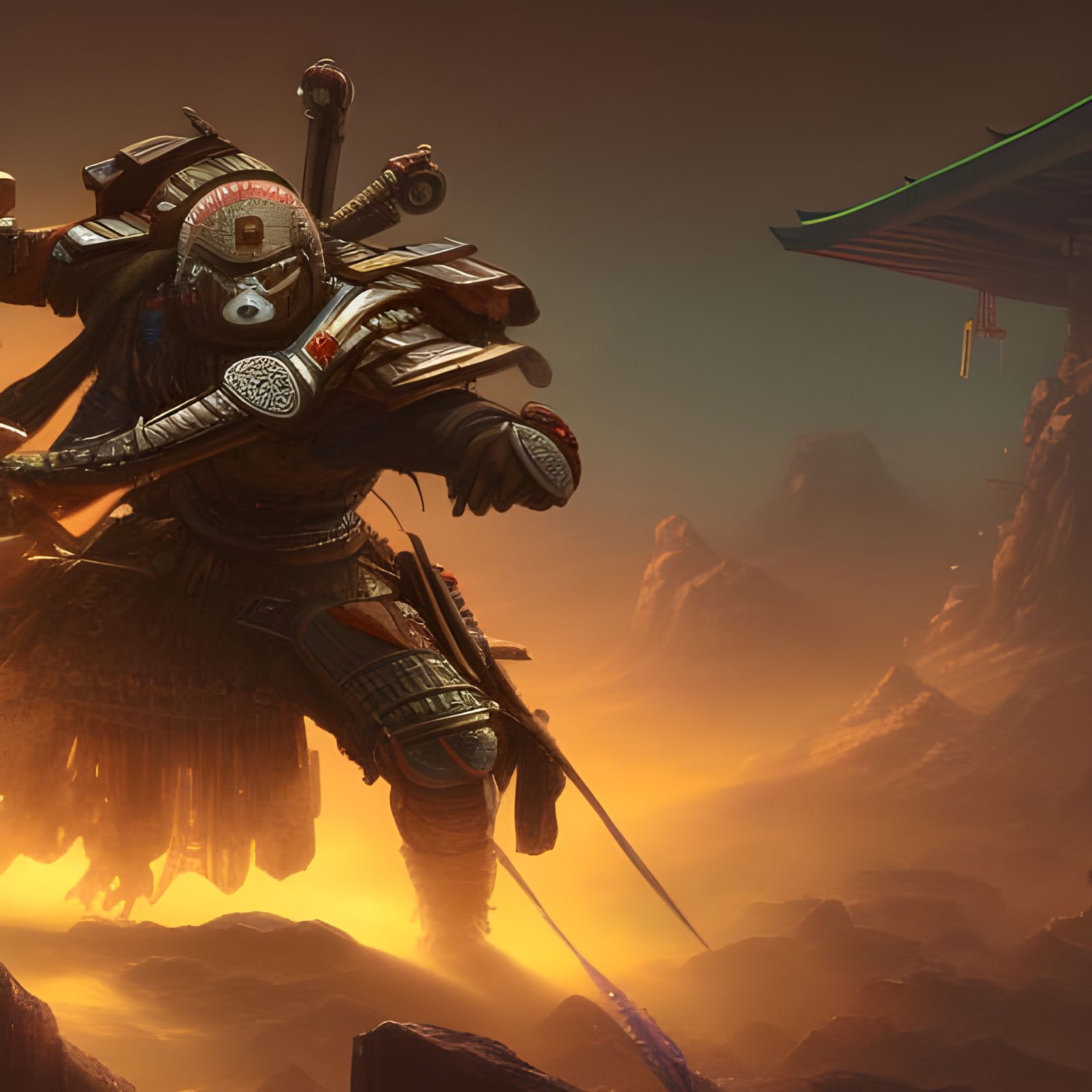 samurai cyborg sloth detailed matte painting, deep color, fantastical ...