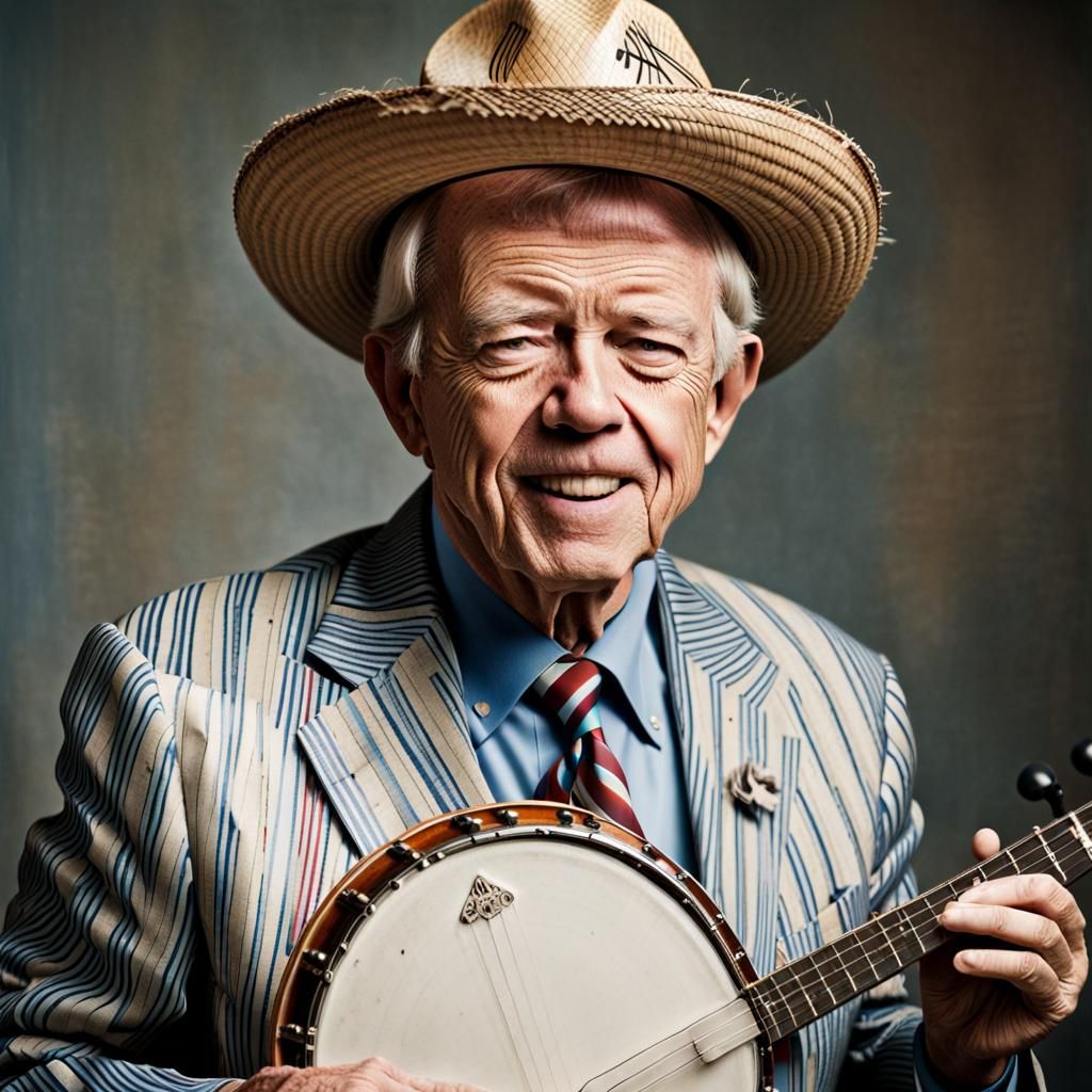 show me a photo of President Carter, aged 50, wearing a striped blazer ...