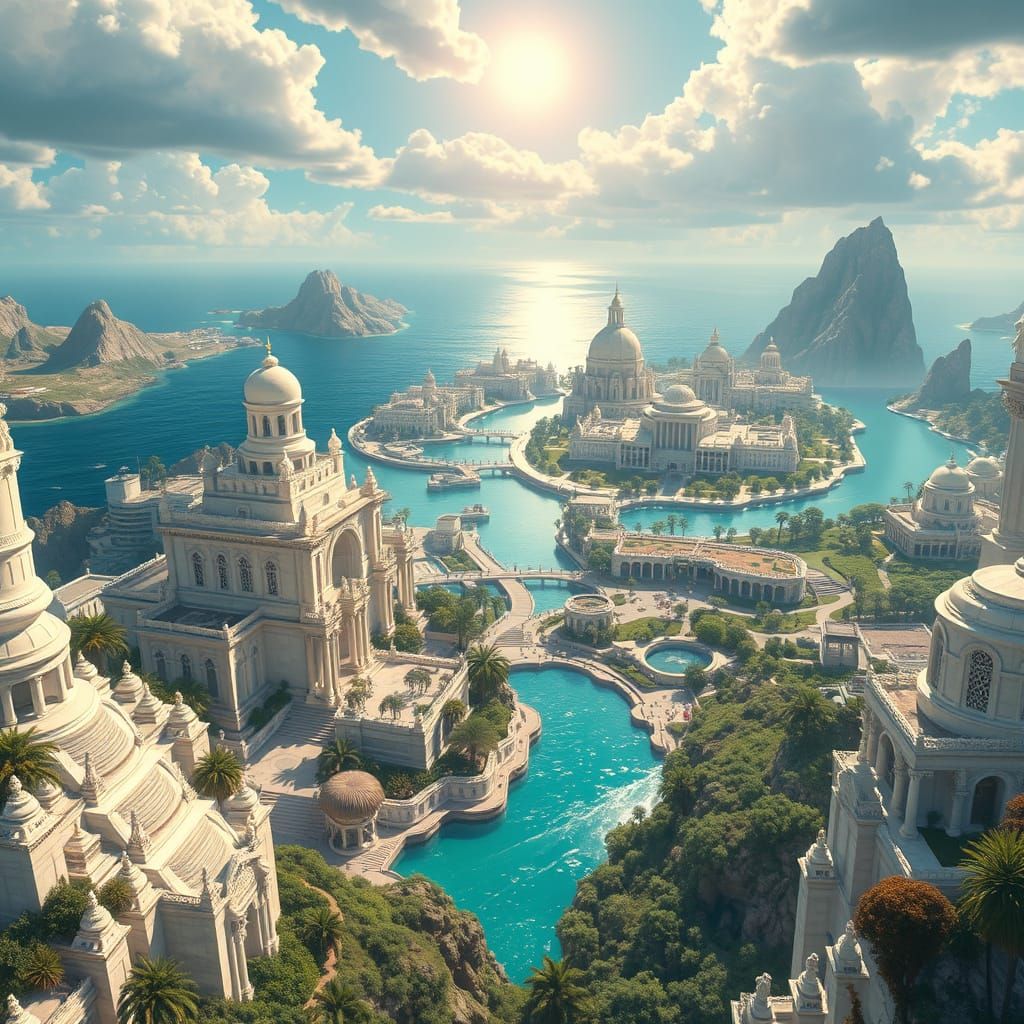 Atlantis in its Prime: A Majestic Cityscape of Won... - AI Art