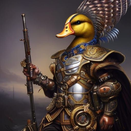 Handsome steampunk duck in Intricately detailed elaborate meticulous ...