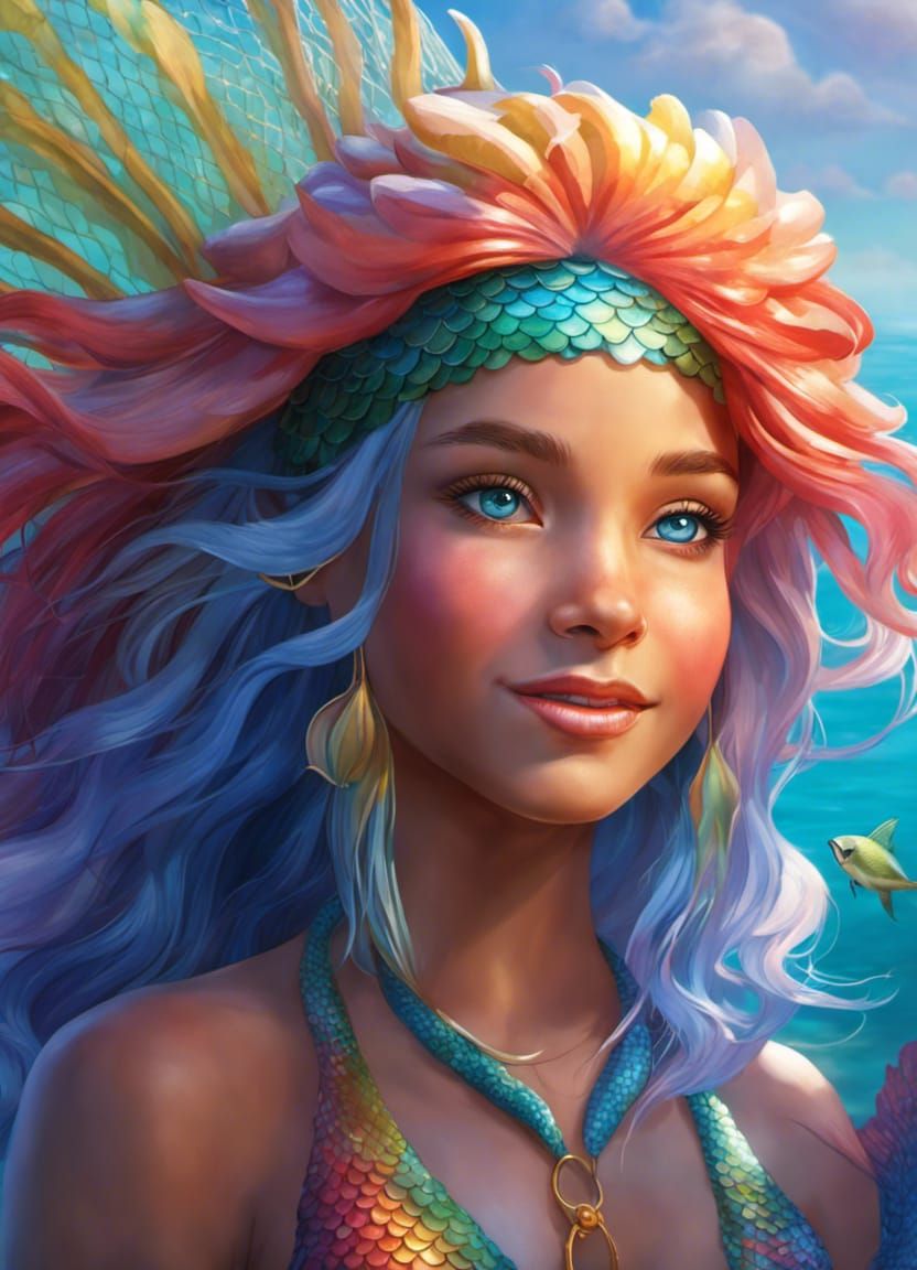 A close up portrait of a pretty, young mermaid - AI Generated Artwork ...