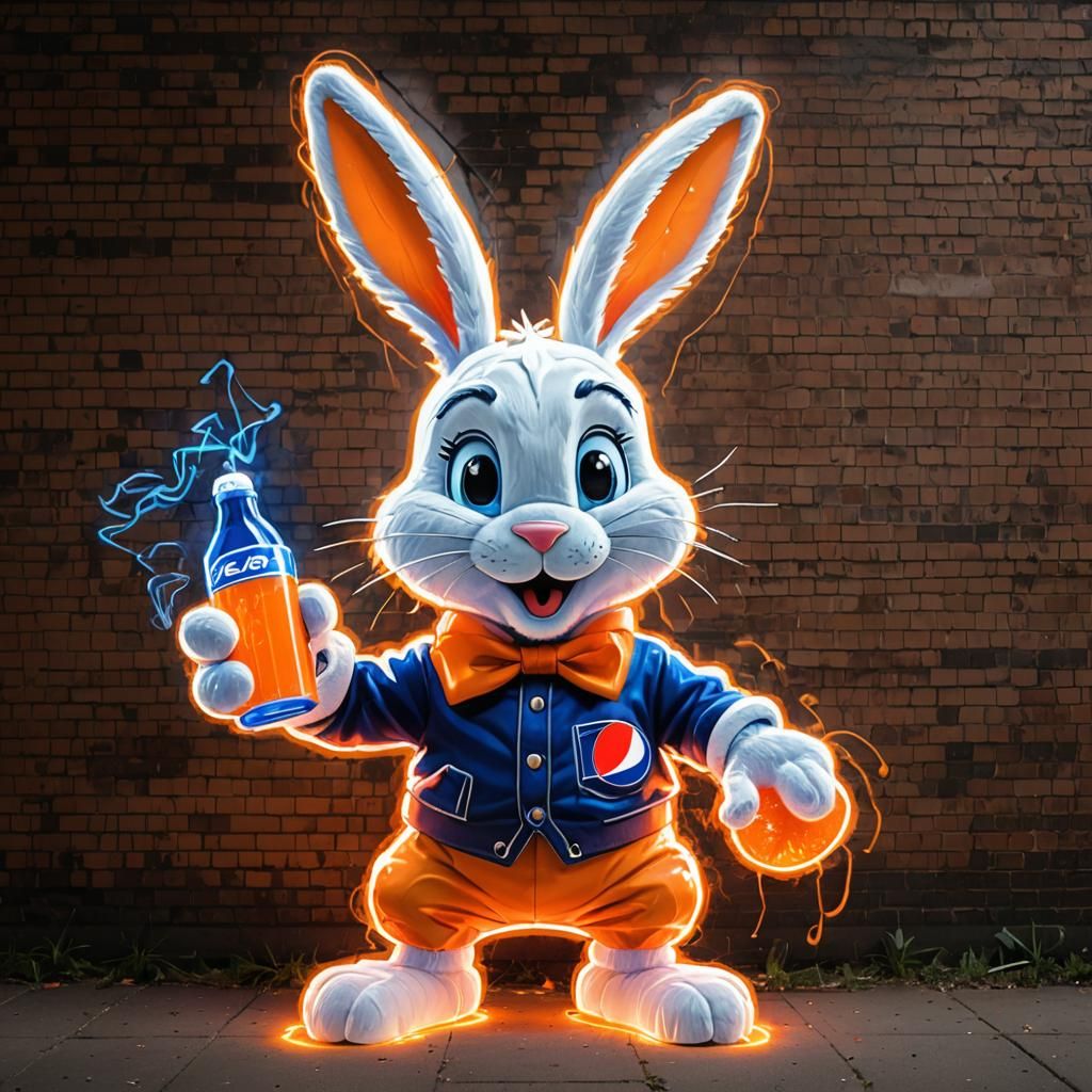 The Easter Bunny drinking carrot-flavored Pepsi, flickering light ...