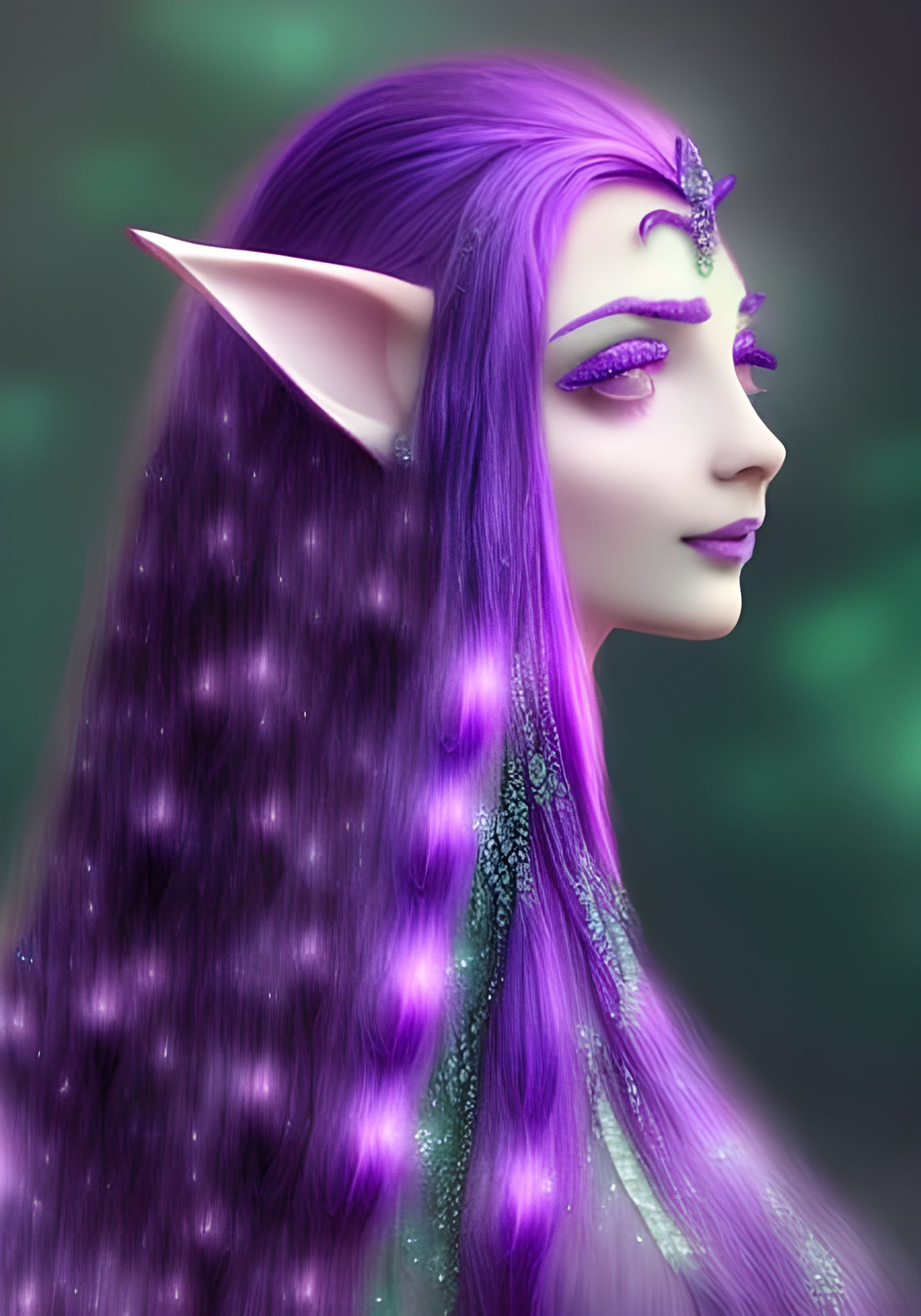 Sparkly Purple Elf Girl - AI Generated Artwork - NightCafe Creator