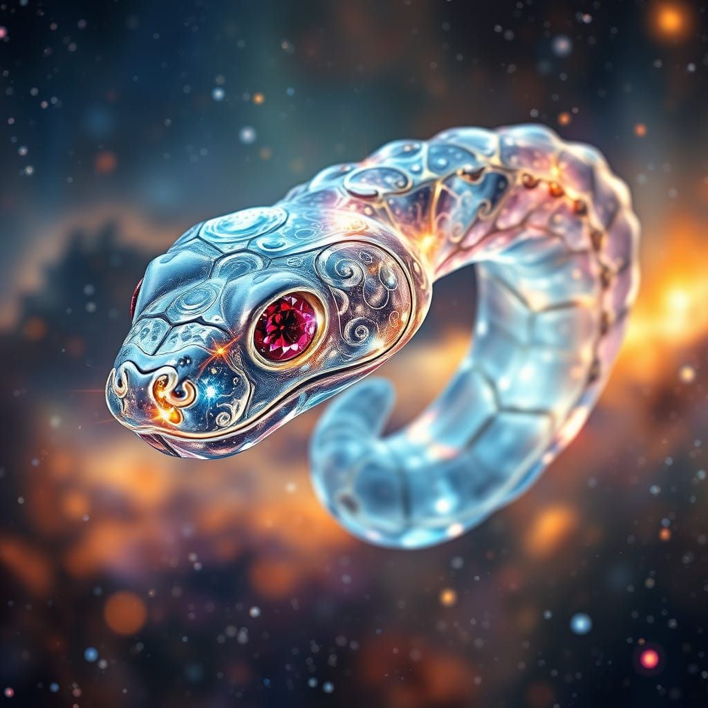 Crystal Snake in Cosmic Aesthetic, Astral Backgrou... - AI Art