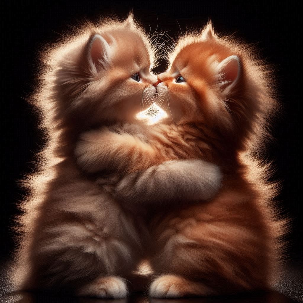 Cute Kitten Couple Kiss - AI Generated Artwork - NightCafe Creator