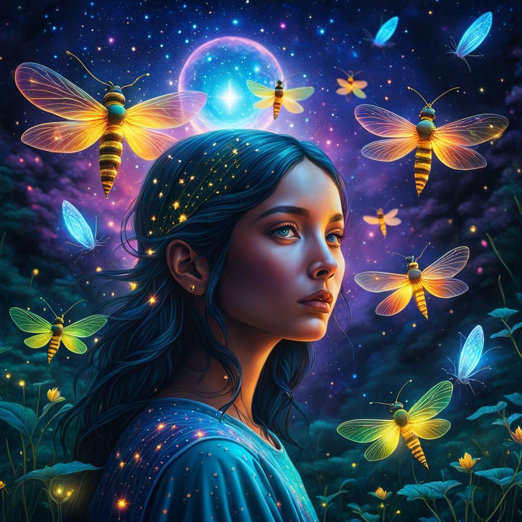 fireflies in a nightscape - AI Generated Artwork - NightCafe Creator