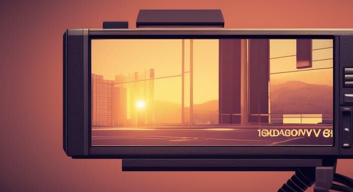 video recorder vhs of the iconic '80s, depth of view, wide perspective ...