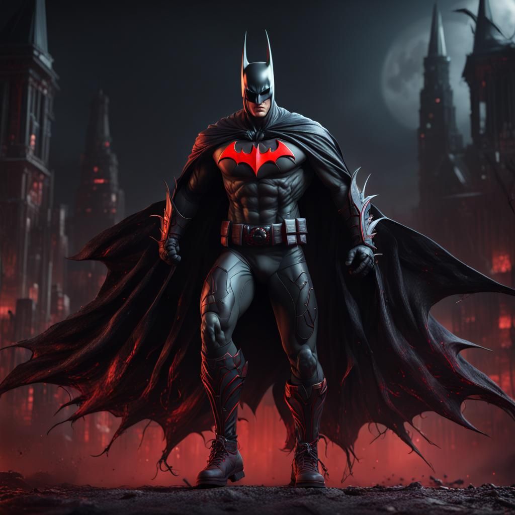 Demonic eldritch Batman with black and red costume - AI Generated ...