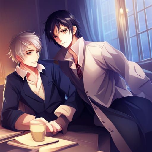 Two handsome, visual novel style for game design - AI Generated Artwork ...