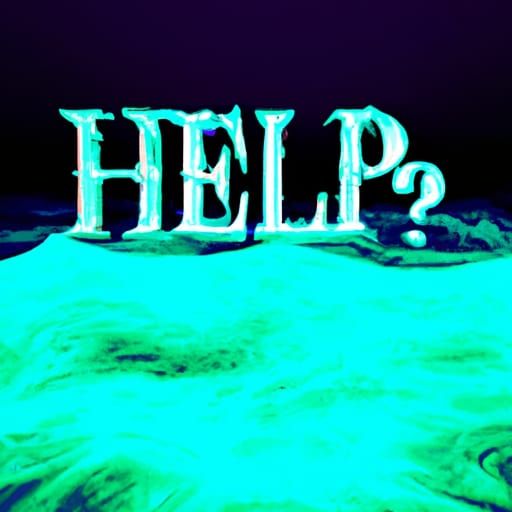 “Help” 3D text:: fluorescent gothic script on a violent ocean wave - AI ...
