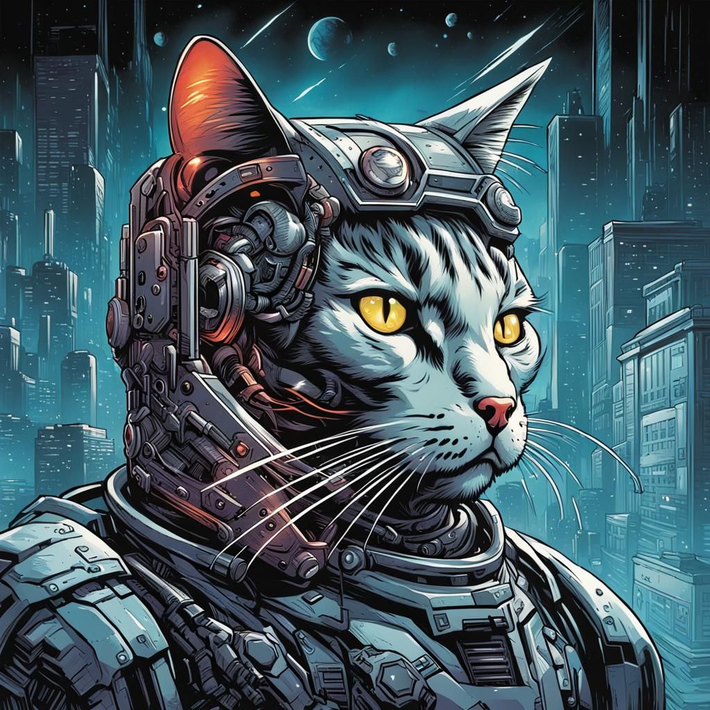 Cyborg cat - AI Generated Artwork - NightCafe Creator