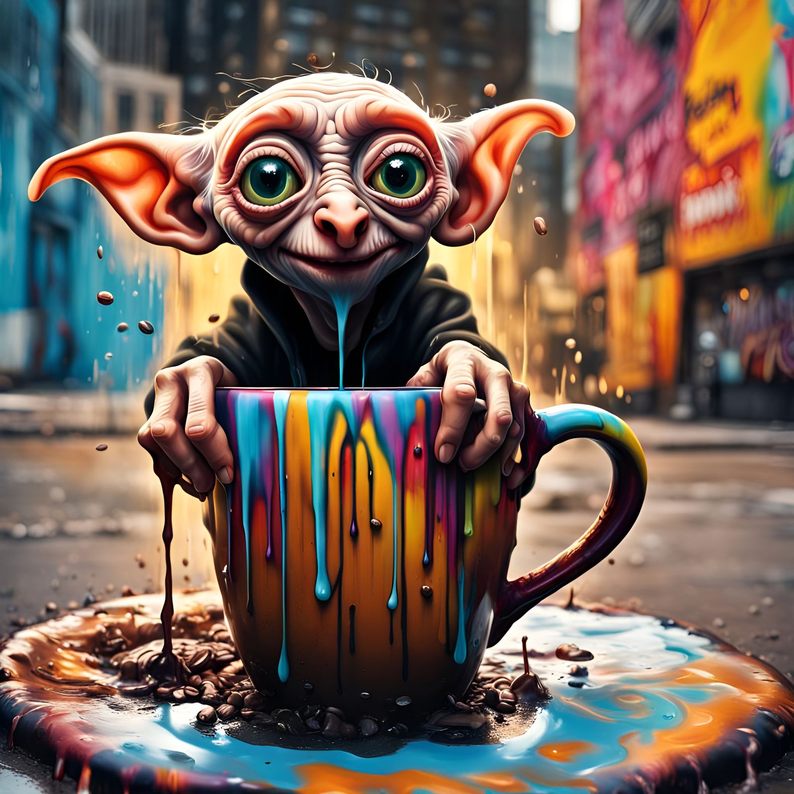 Dobby in a mug - AI Generated Artwork - NightCafe Creator