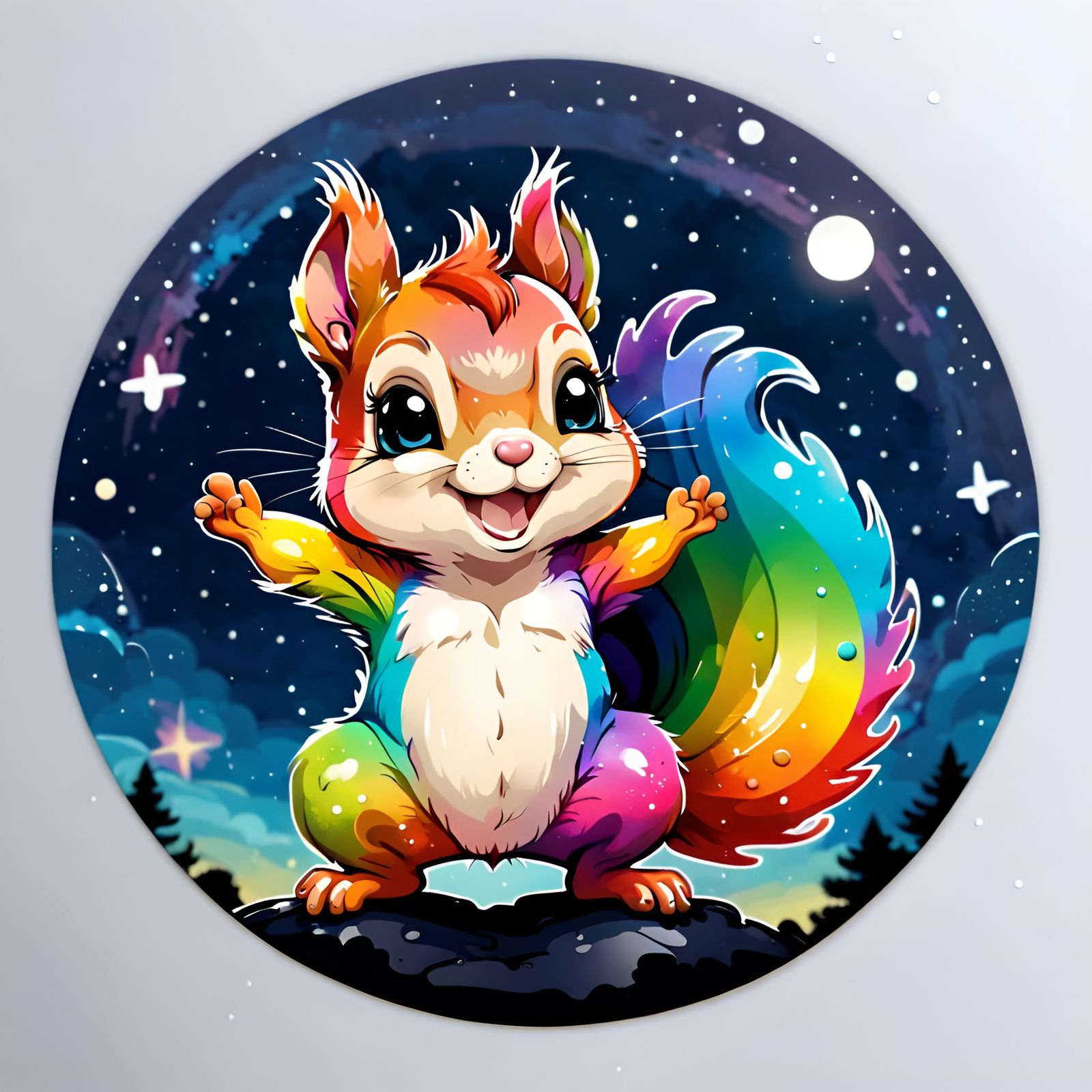 Happy rainbow Squirrel - StickerDesign - AI Generated Artwork - NightCafe Creator