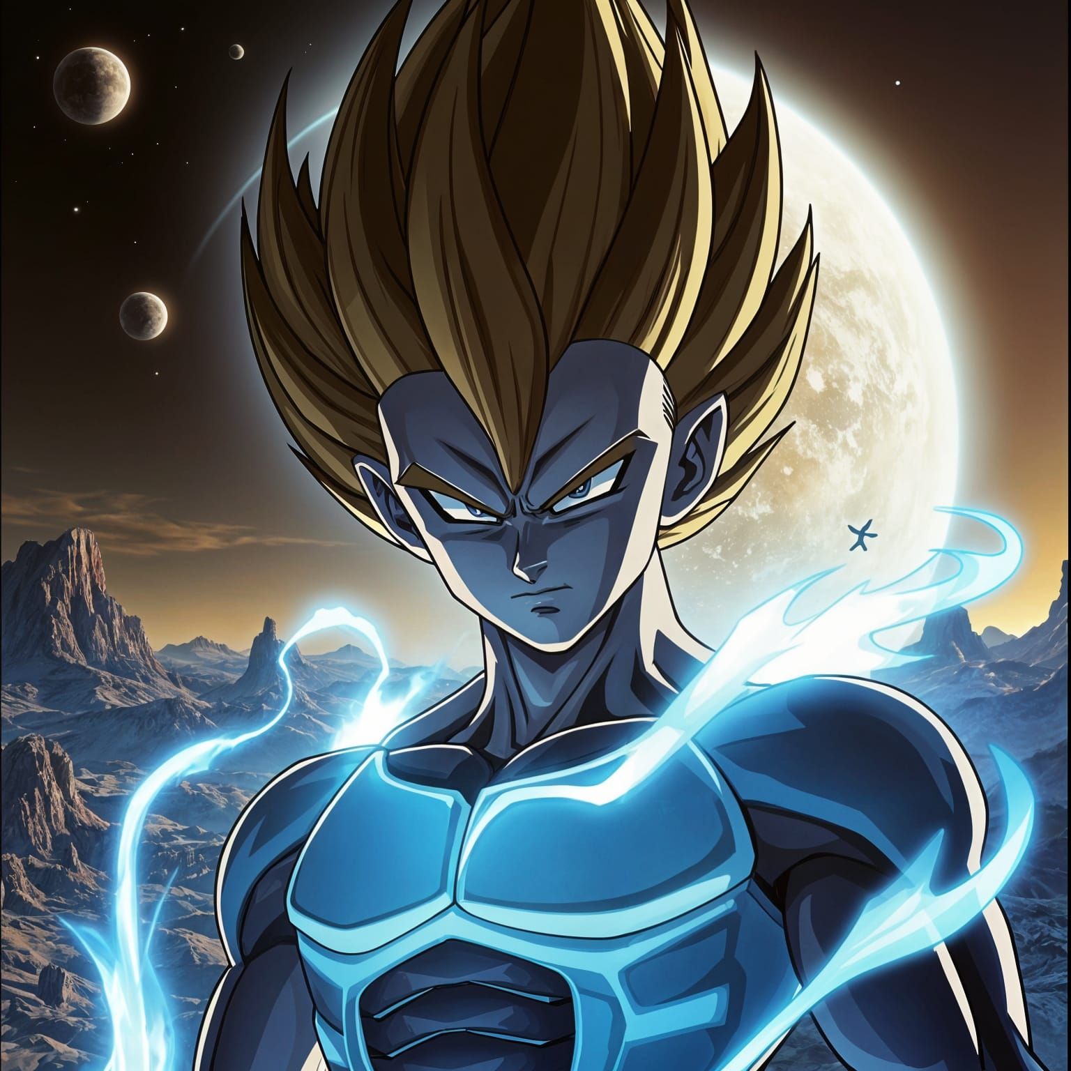 Anime-Inspired Vegeta Stares Forward with Ominous ... - AI Art