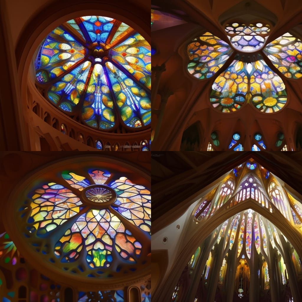 Stained glass Sagrada Familia by Gaudi making patterns of light and ...