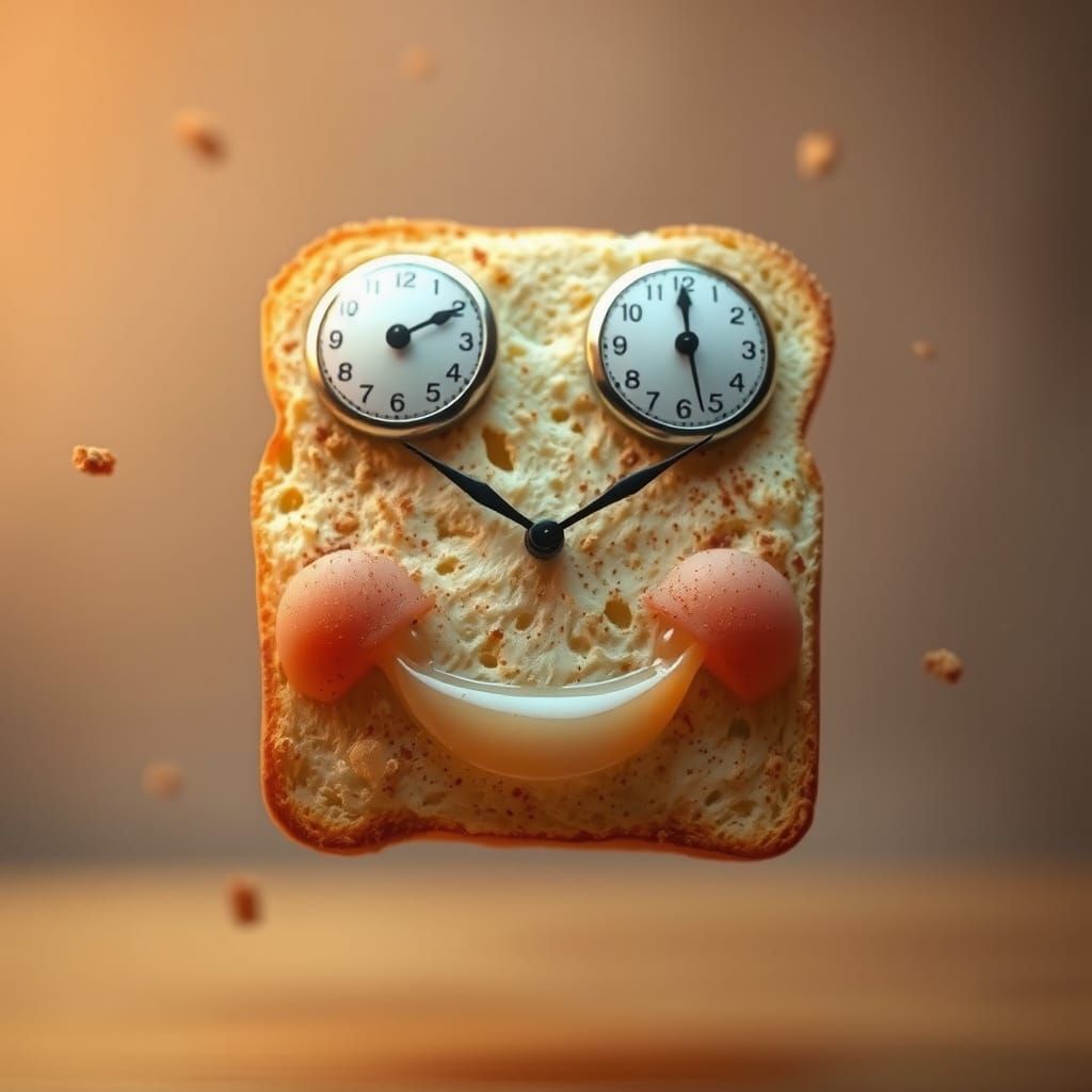 Surreal Toast Face with Cinnamon Freckles and Melt... - AI Art
