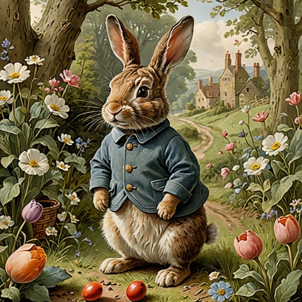 Naughty bunny, in the style of Beatrix Potter - AI Generated Artwork ...