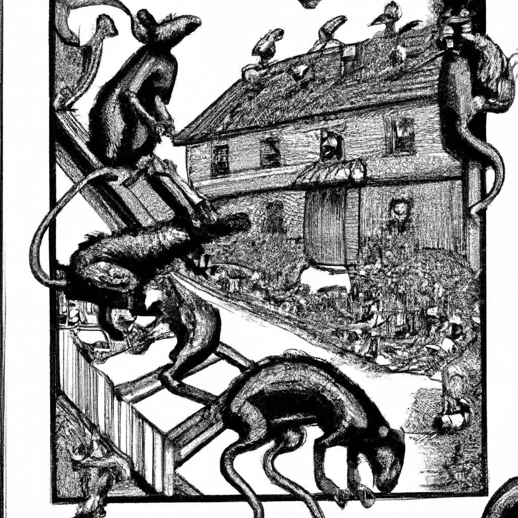 Ravenous mice drawn by Edward Gorey. Pen and ink line drawing. Horror ...