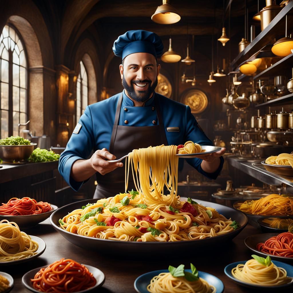 Chef proudly displays different pasta dishes in his top Italian ...