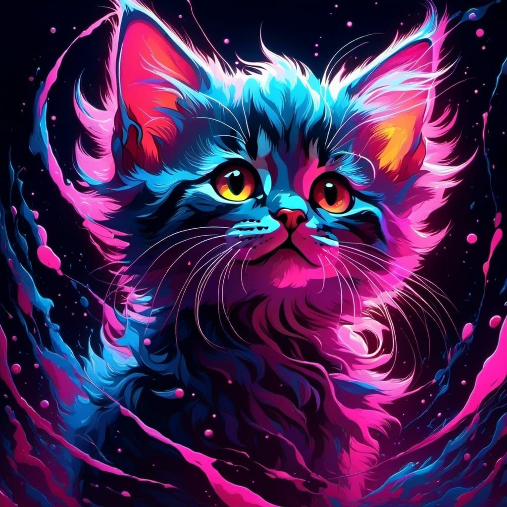 Swirling tornado of [Glowing neon paint] [thick, swirling glowing ...