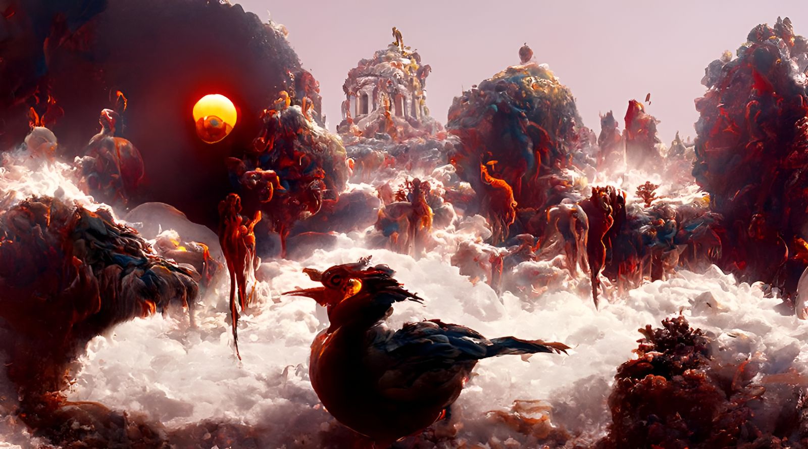 Prometheus, God of Fire, pecked at by demonic birds; mythology - AI ...