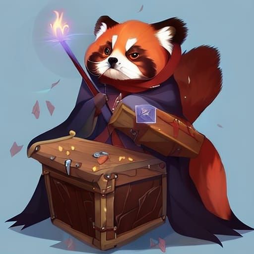 Red panda cosplaying as a wizard - AI Generated Artwork - NightCafe Creator