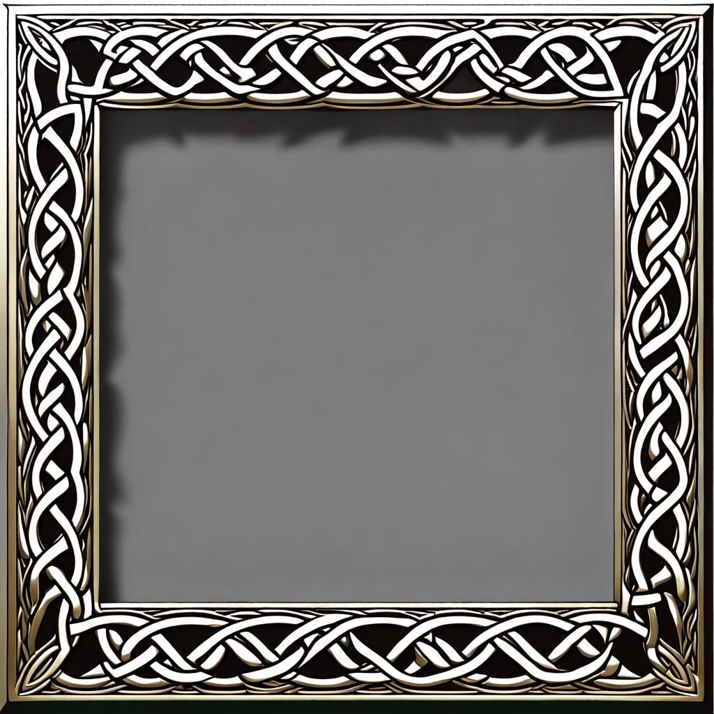 A three dimensional celtic knotwork frame, in metallic colors. Celtic ...