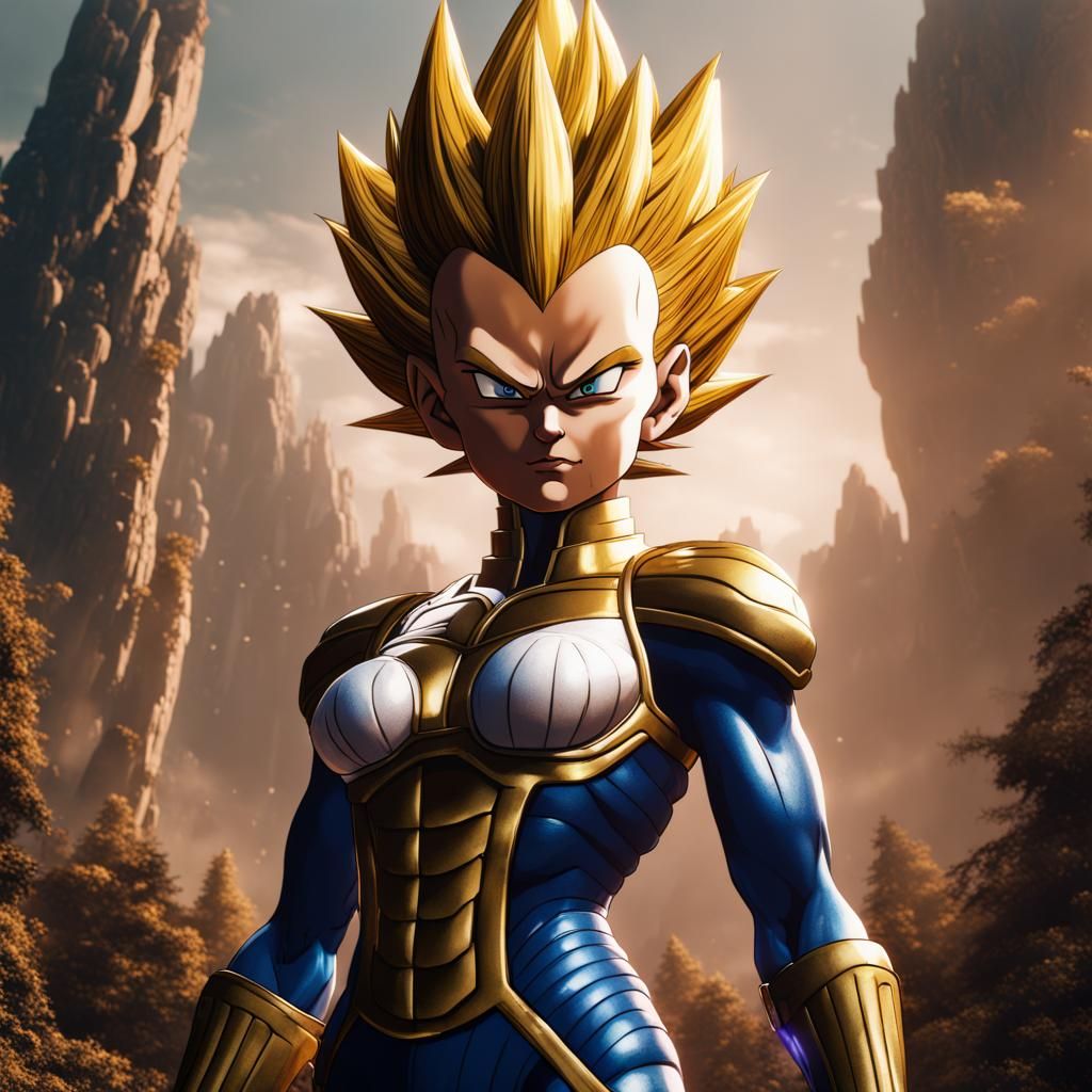 Female Vegeta: Detailed Fantasy Art Concept - AI Art
