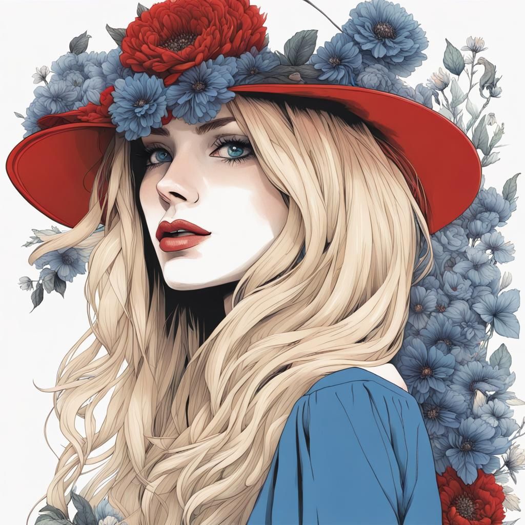 "Une fille de 24 ans, cheveux aux épaules blonde, yeux bleu, rouge à ...