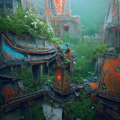 overgrown city - AI Generated Artwork - NightCafe Creator